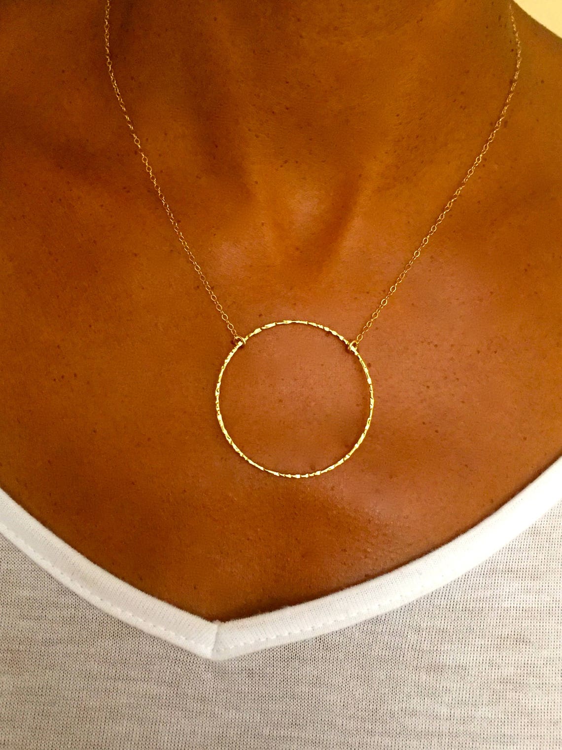 Circle Pendant Necklace Large Gold Circle Necklace Circle - Etsy
