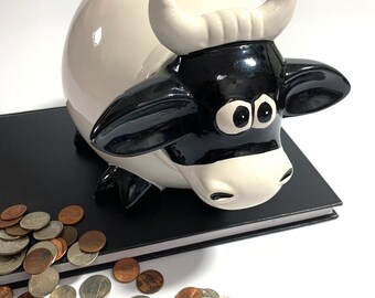 Ceramic Cow Piggy Bank - Etsy