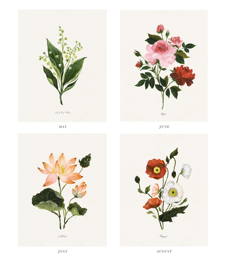 Custom Birth Flower Painting - Etsy