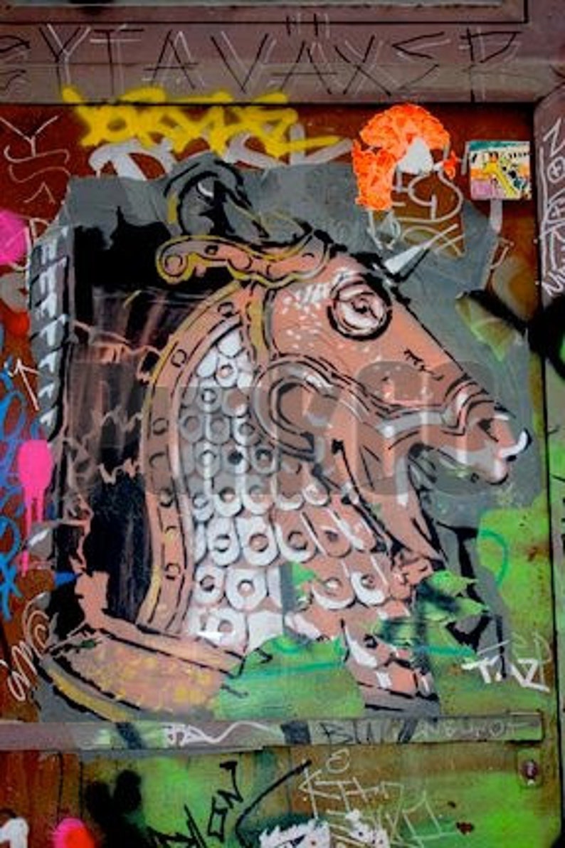Print of Street Art Armored Horse Graffiti Photographed in Europe Fine ...