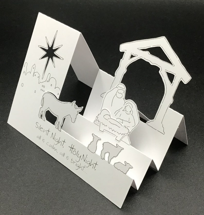 Side Step Nativity Pop up Christmas Card SVG Download - Etsy