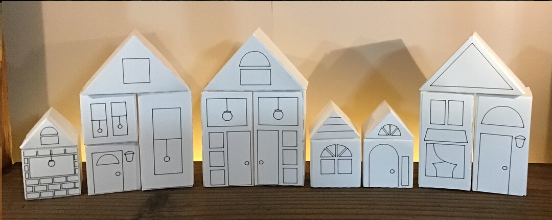 Block Town Houses SVG - Etsy