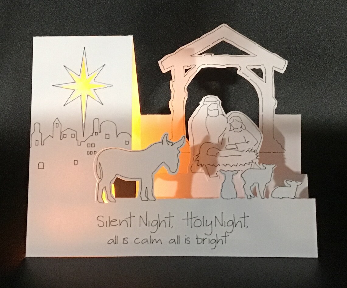 Side Step Nativity Pop up Christmas Card SVG Download - Etsy Australia