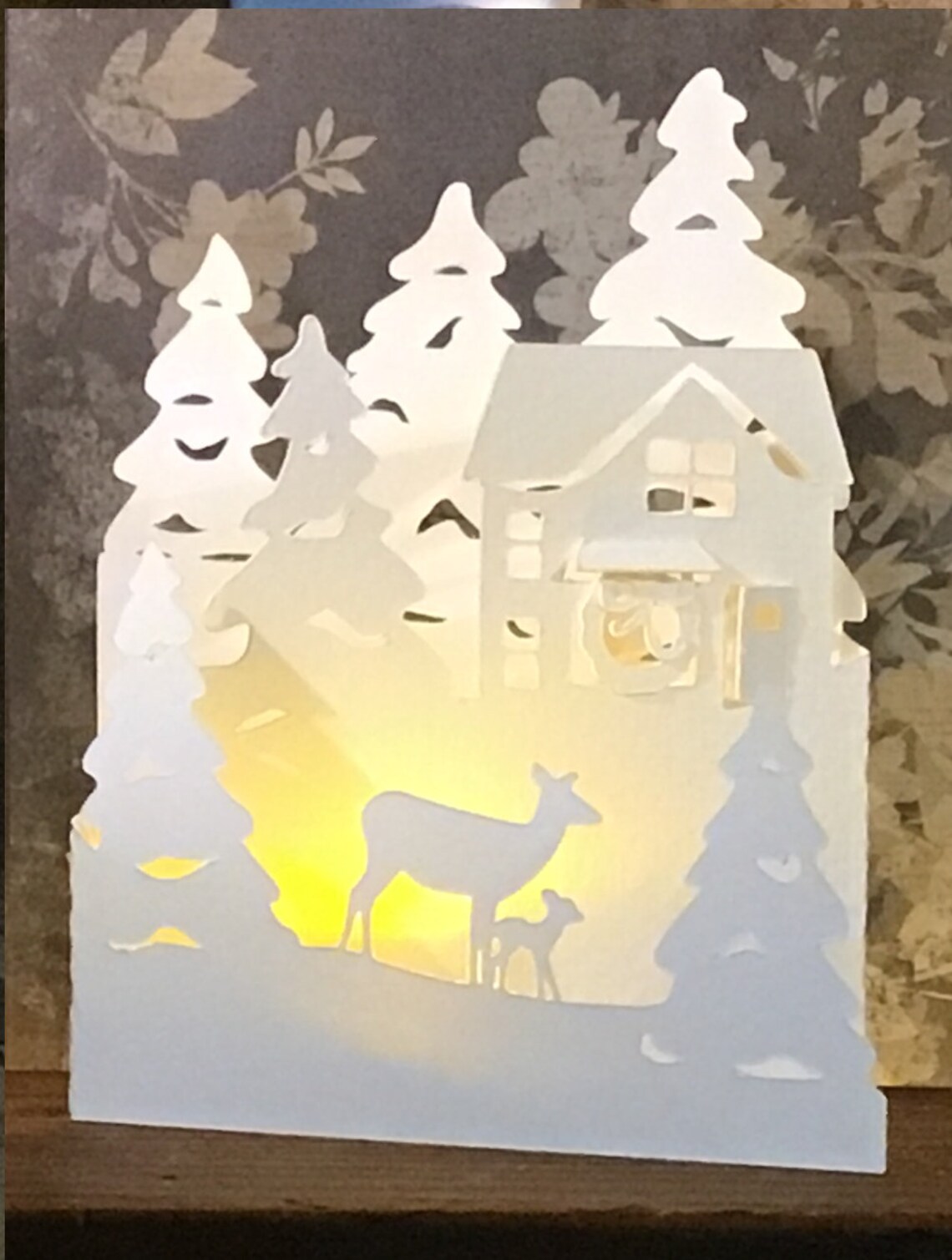 Tri Fold Christmas Cottage in Mountains Card SVG Holiday - Etsy