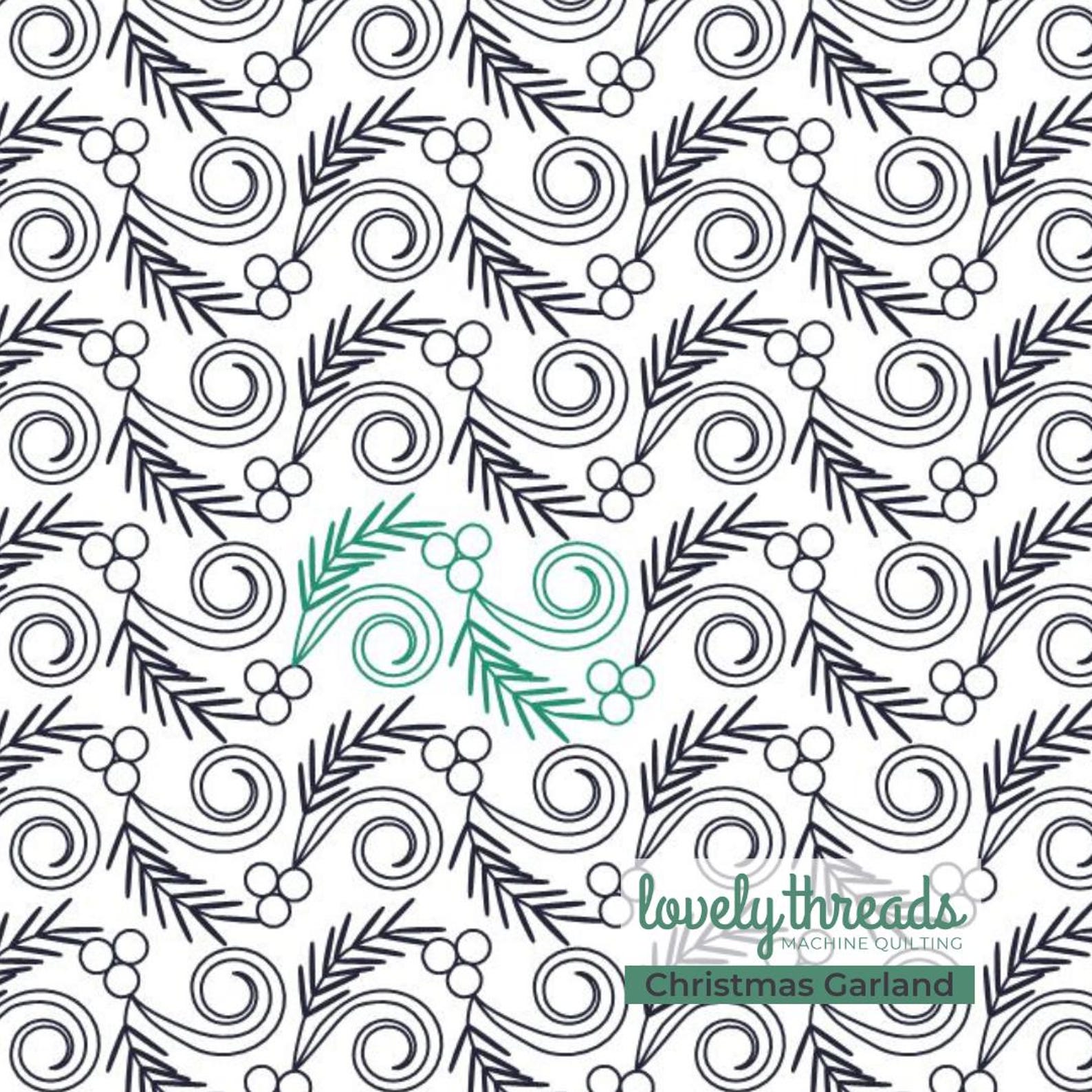 Christmas Garland Digital Quilting Pantograph for Edge to Edge Quilting ...