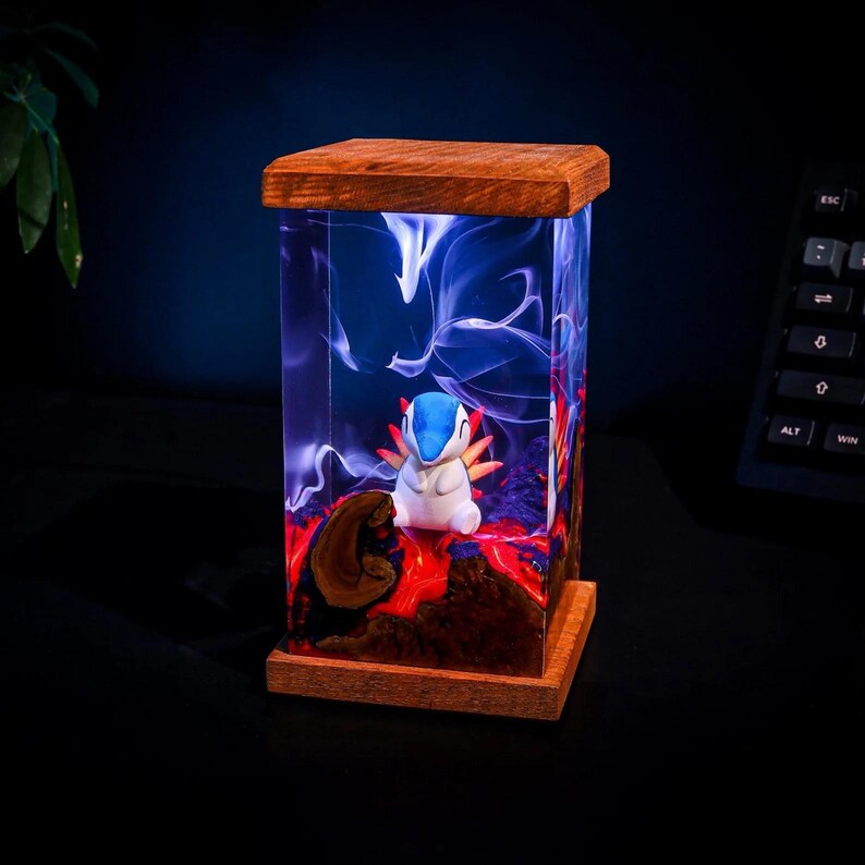 Cyndaquil PO.KEMON Epoxy Lamp Custom Pok.emon Resin Lamp Resin Night ...