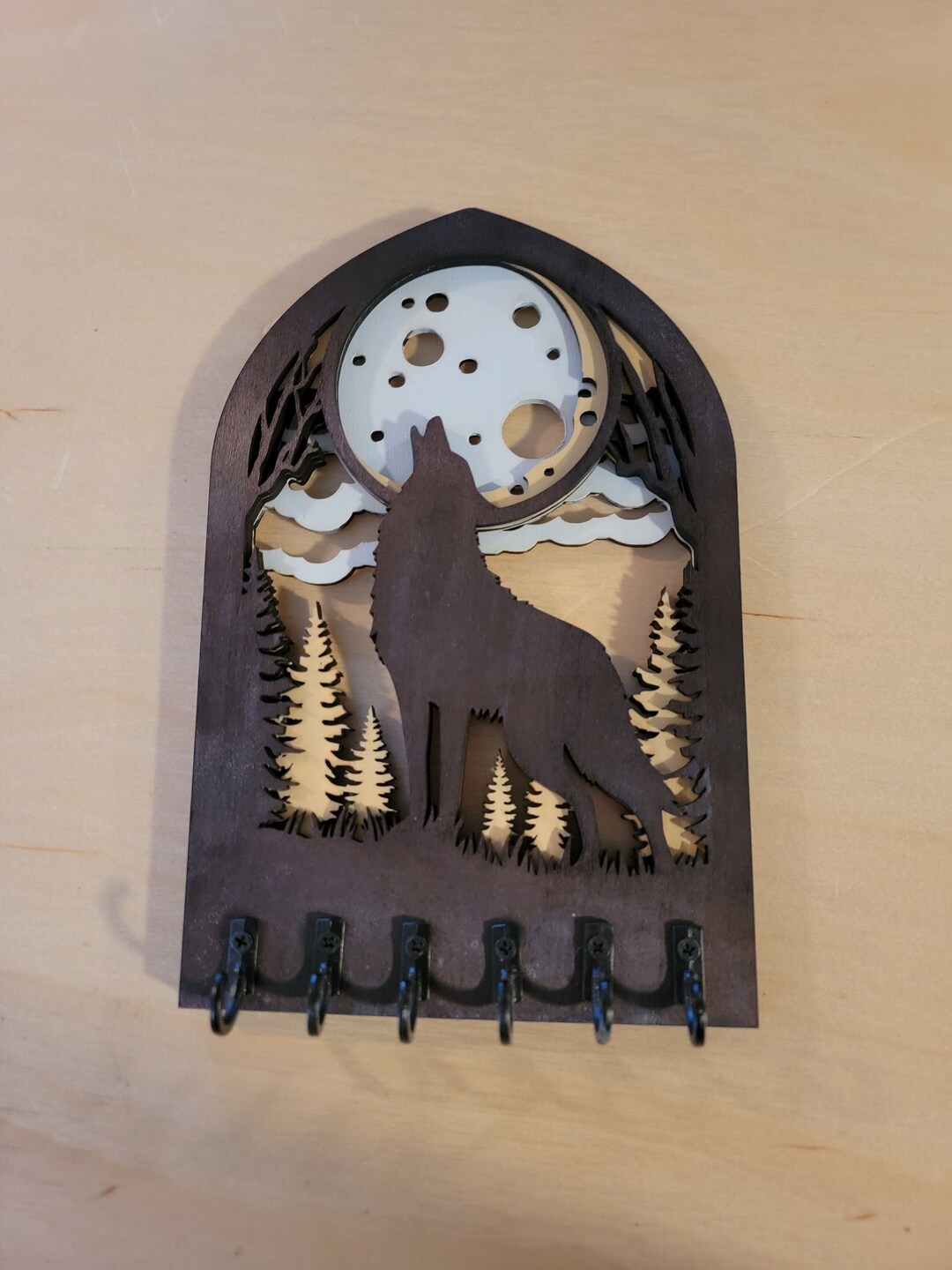 Laser Cut Howling Wolf Key Holder - Etsy