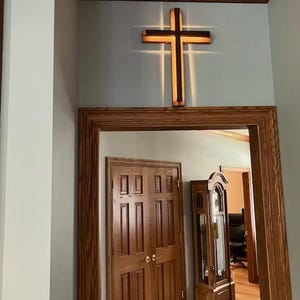 Wooden LED Lighted Cross Wall Decor | Black Walnut Cherry Hardwood ...