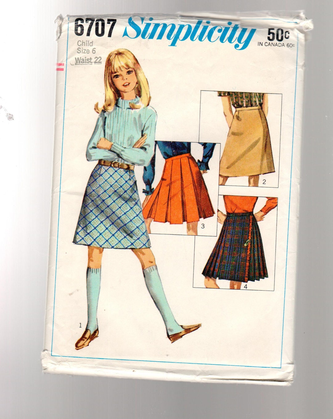 Simplicity Pattern 6707 Child 3 Styles Skirts: KILT A-line Pleated Size ...