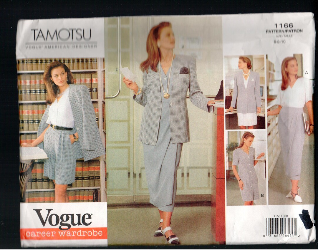 VOGUE Pattern 1166 CAREER Wardrobe American Designer TAMOTSU Sz 6-8-10 ...
