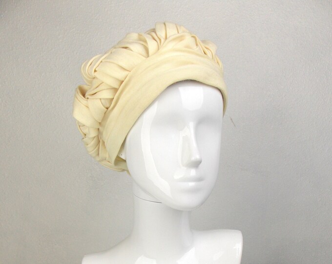1960's Christian Dior Basket Weave Turban Beret in Ivory Wool - Etsy
