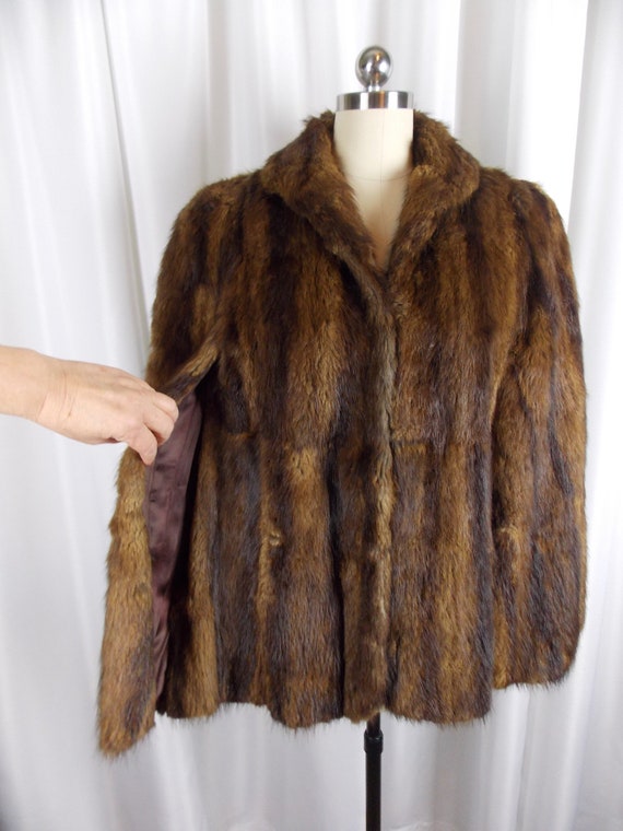 Vintage Brown Fur Cape Open Size - Gem
