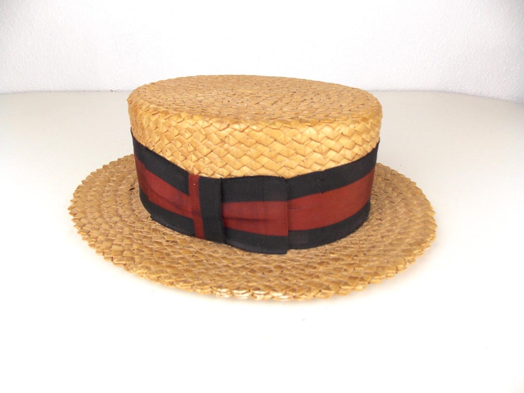 Vintage Straw Boater Hat - 1920s Style - Size 6 7/8 - Etsy