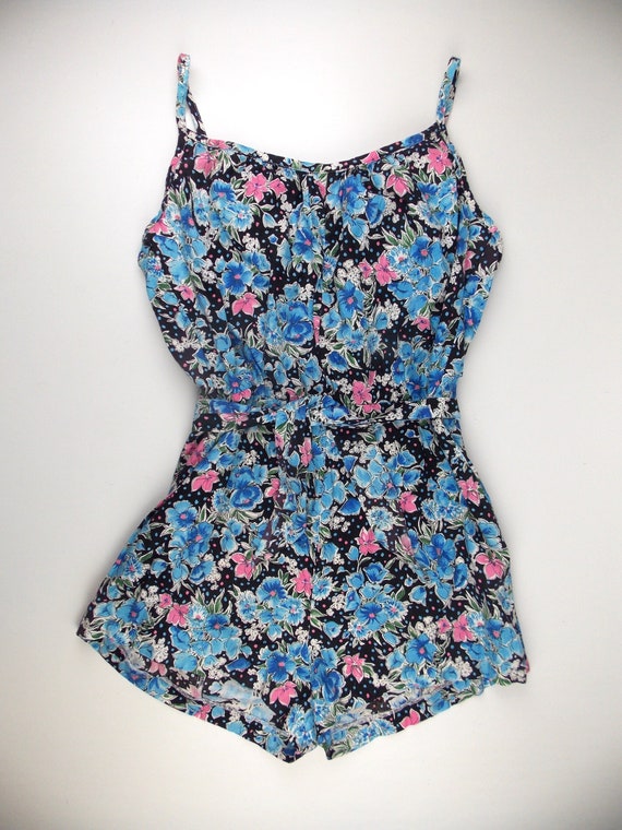 Vintage Catalina Swimsuit Floral Print Cotton Gem