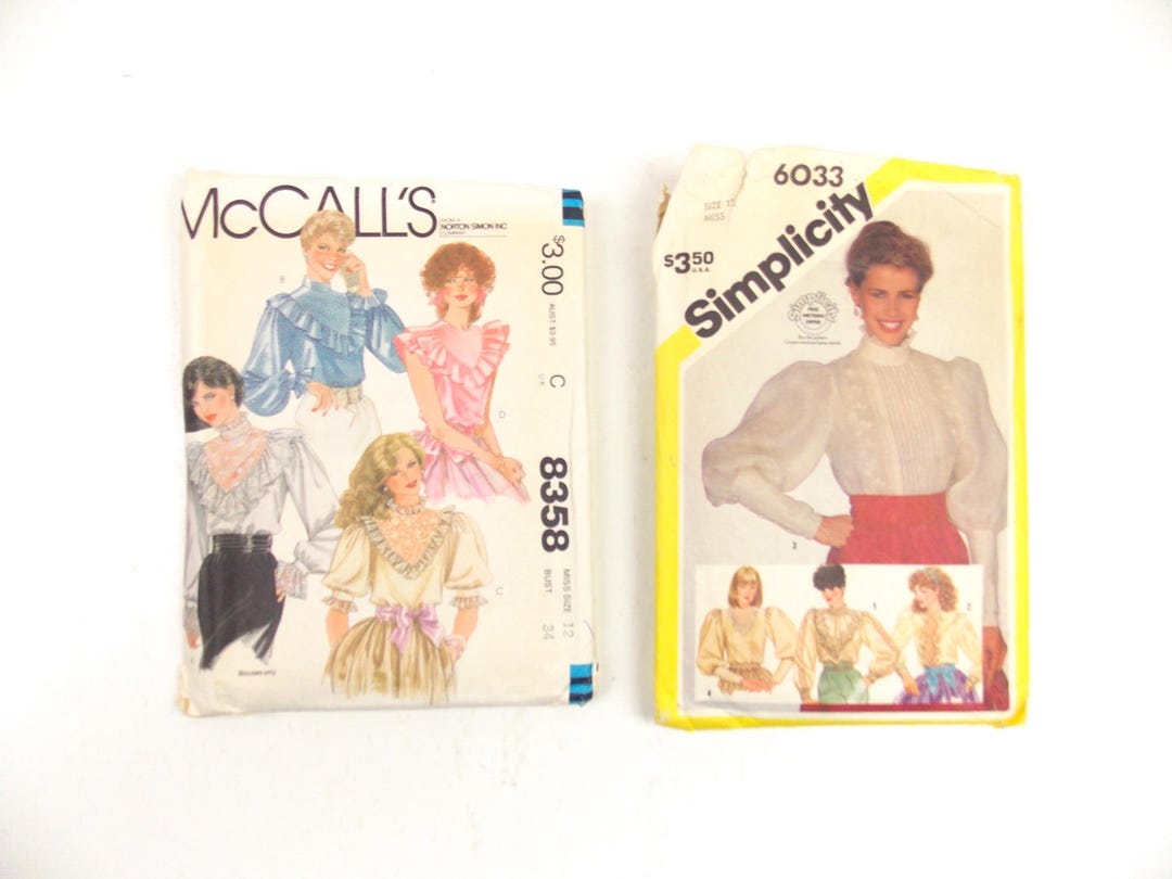 1970's Victorian Inspired Blouses Sewing Patterns Mccalls' 8358 and ...