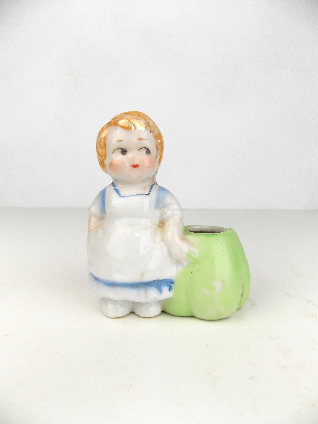 1930's Porcelain Small Girl Figure Toothpick Holder Made in Japan - Etsy