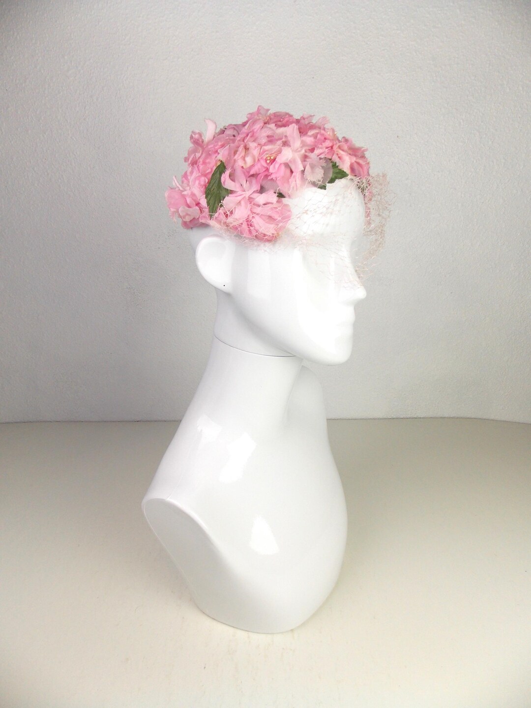 1950's Pink Hat Caplet Fascinator With Veil and Millinery Flowers - Etsy
