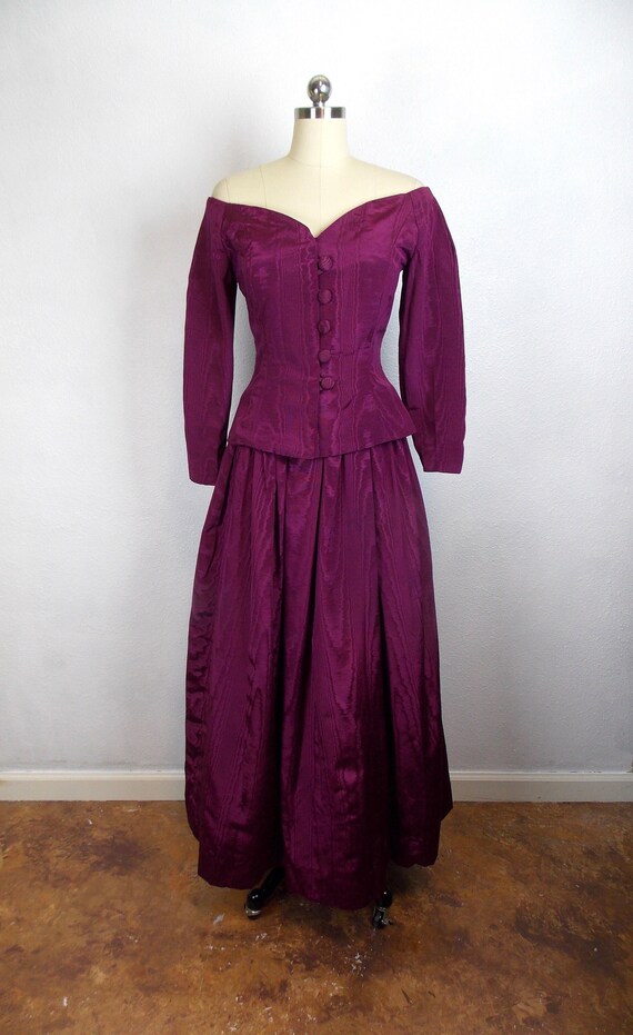 1980's Moire Taffeta Two Piece Formal Set off Shoulder | Etsy