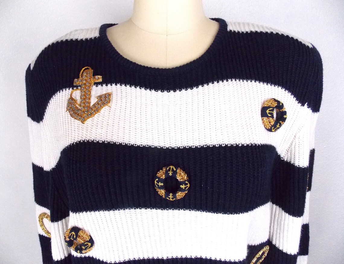 Vintage Bonnie Boerer Nautical Theme Bejeweled Oversized - Etsy