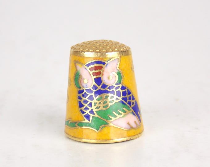 Vintage Cloisonné Thimble With Owl Figure - Etsy