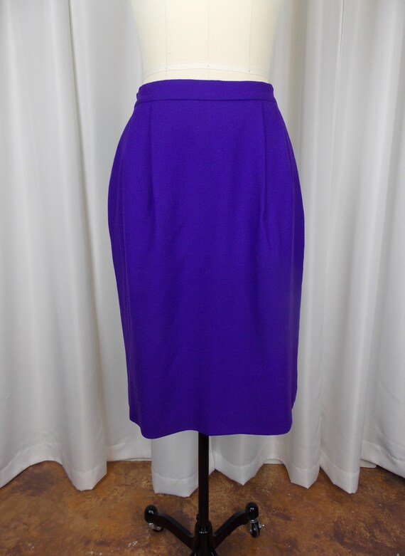 Purple Wool Pencil Skirt Neiman Marcus - Gem