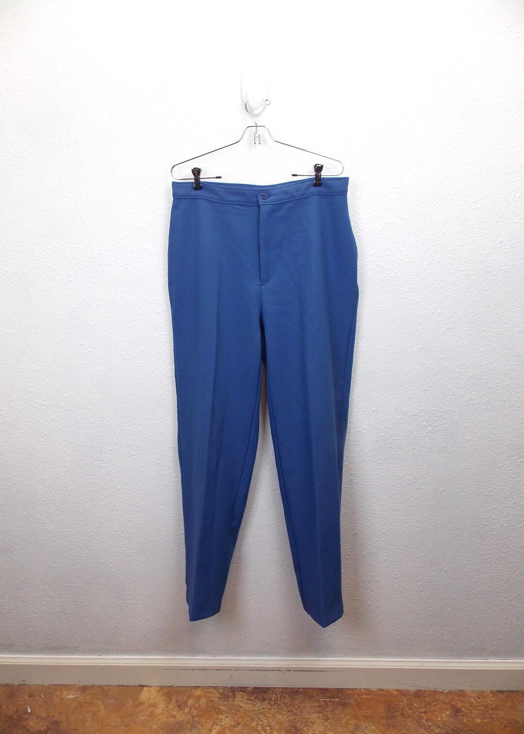1970's 1980's Women's Polyester Knit Pants High Waist Vtg Sz 18* Blue ...