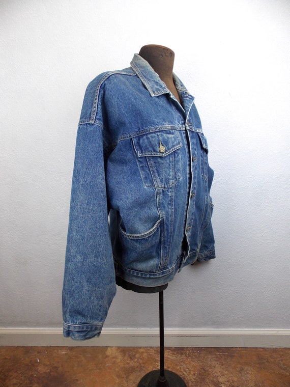 1990's Guess Men's Denim Jacket Acid Wash - Gem