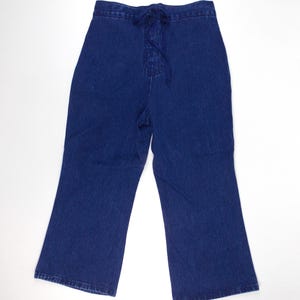 Sailor Style Capris Length Pants in Dark Wash Denim - Etsy