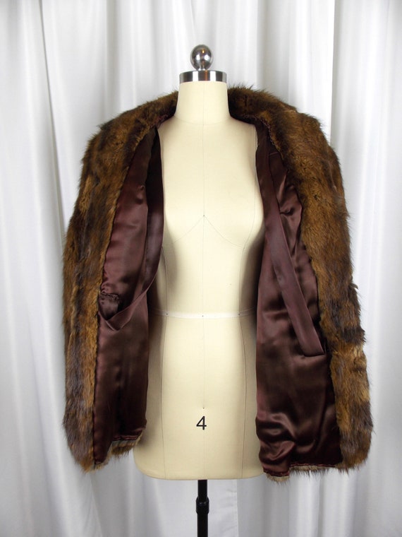 Vintage Brown Fur Cape Open Size - Gem