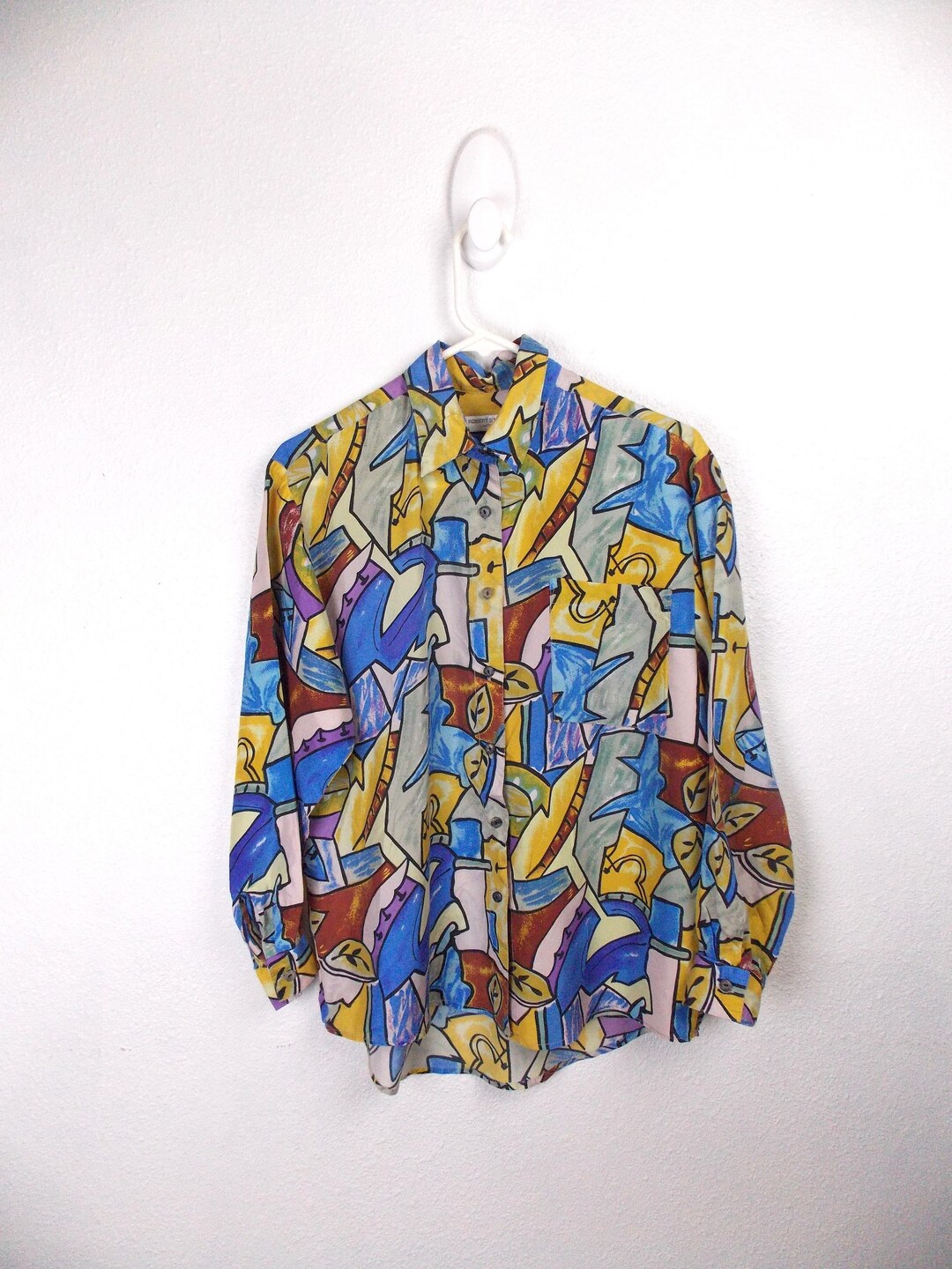 1990's Robert Stock Oversized Silk Shirt Size S Graphic Print - Etsy