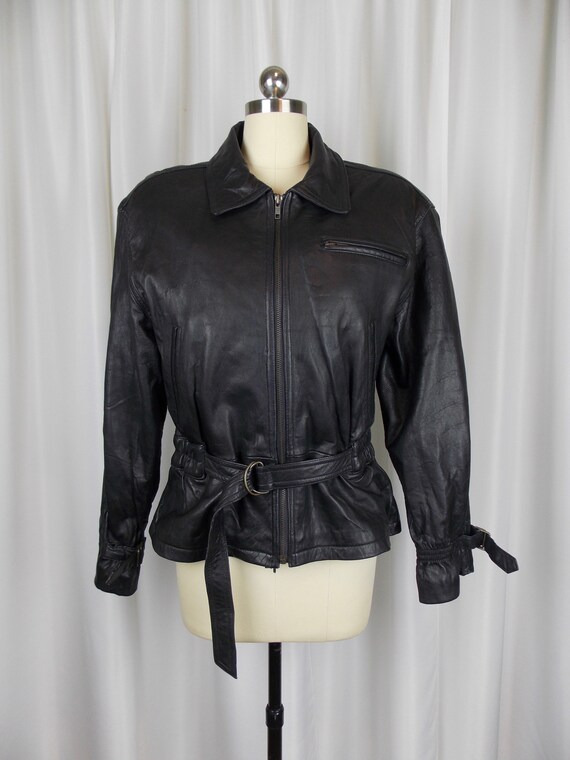 black 90s leather jacket - Gem