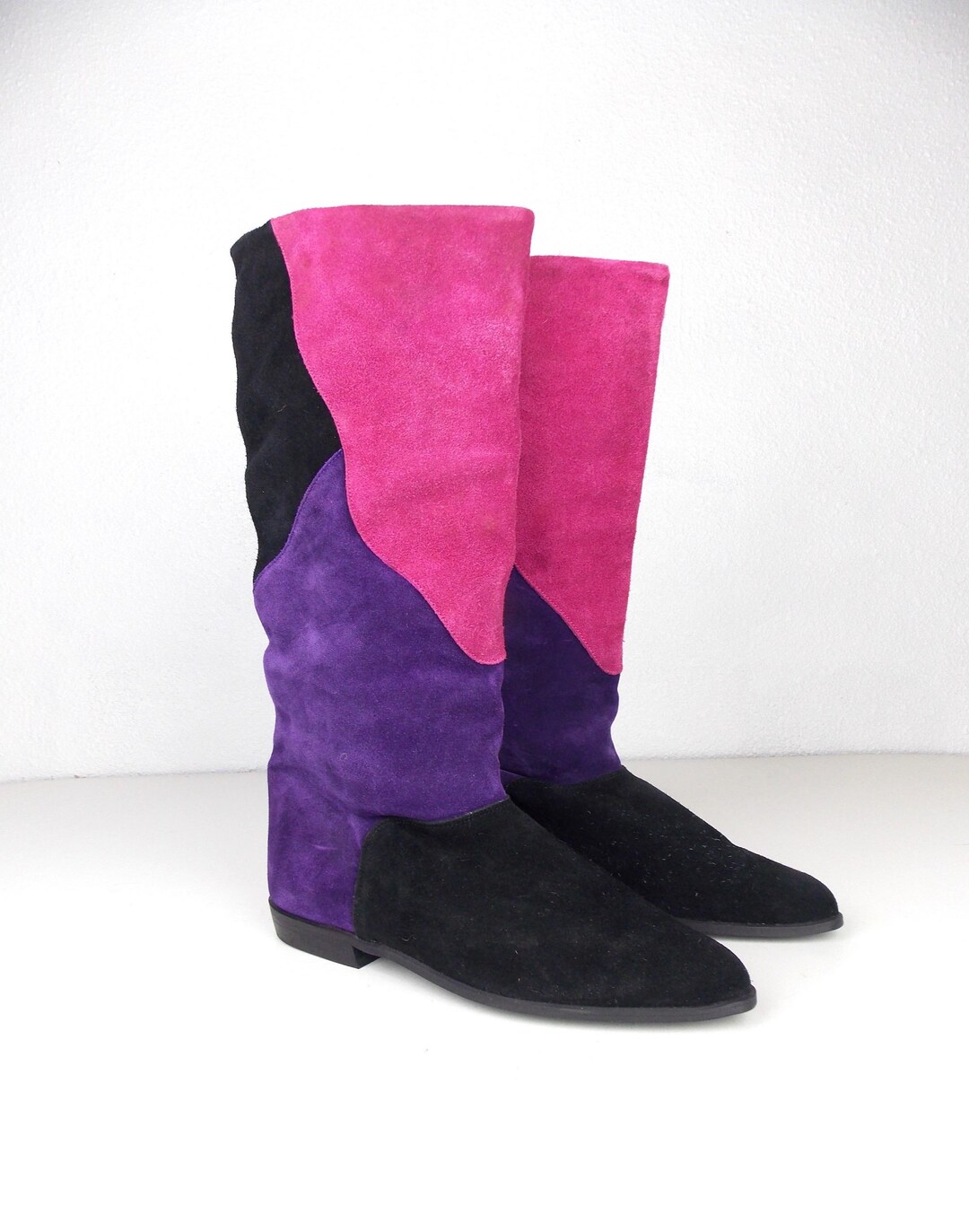 Vintage Multicolor Block Suede Leather Knee High Slouch Belt Size 7B - Etsy