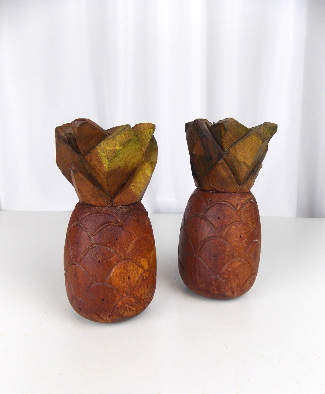 Wood Pineapple Candlestick Holders Hand Carved - Etsy