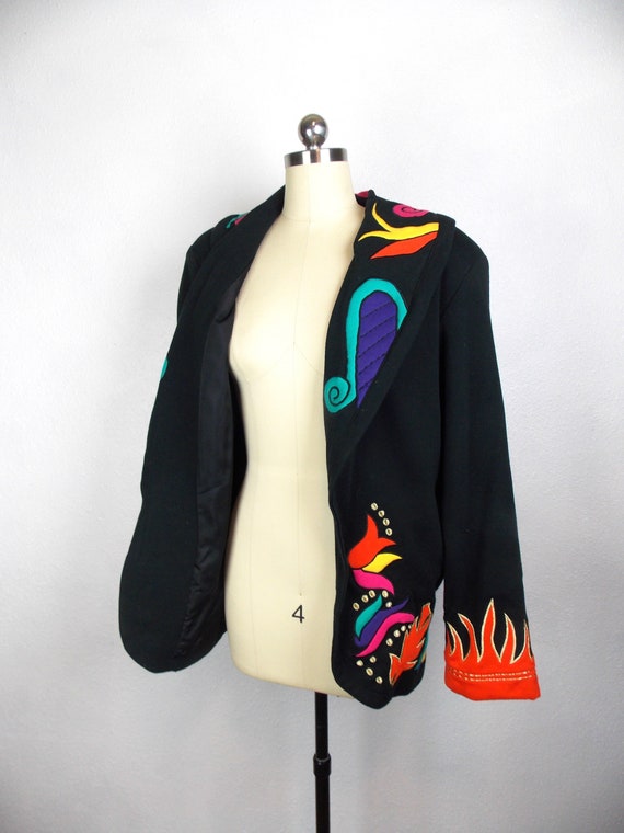1980's Appliquéd Art Jacket by The H Studio Knits - Gem