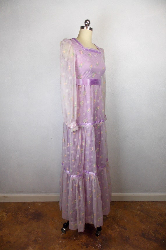1970's Purple Maxi Dress Cottagecore - Gem