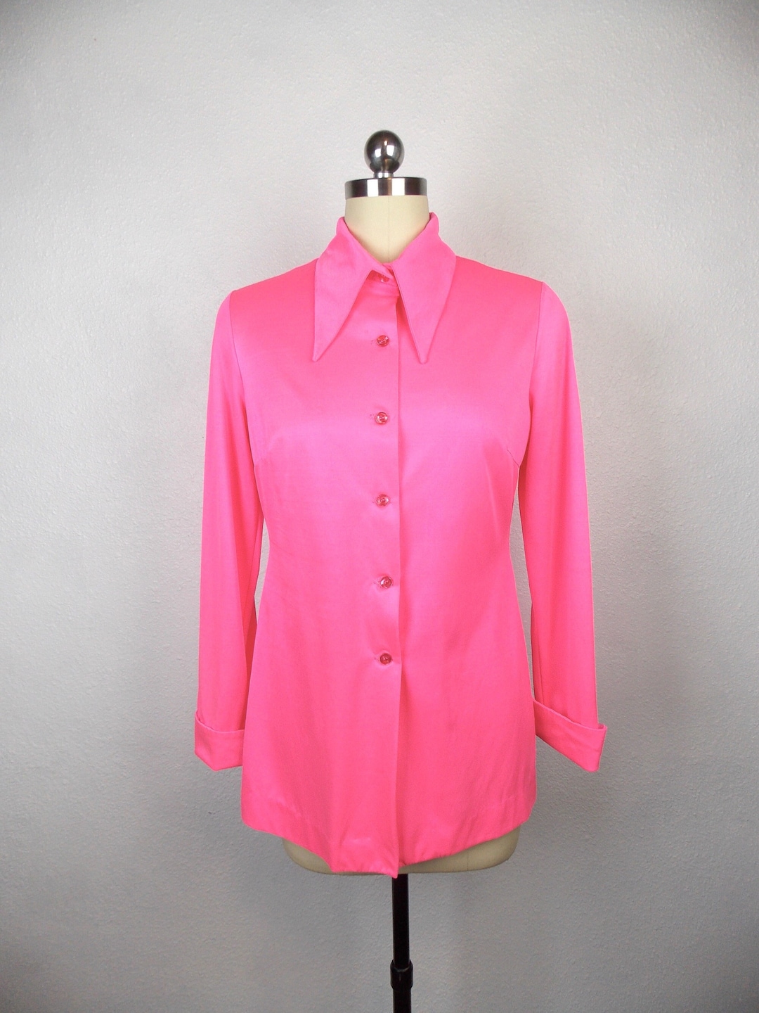 1970's Bright Pink Blouse Polyester Jersey Knit Jantzen Label - Etsy