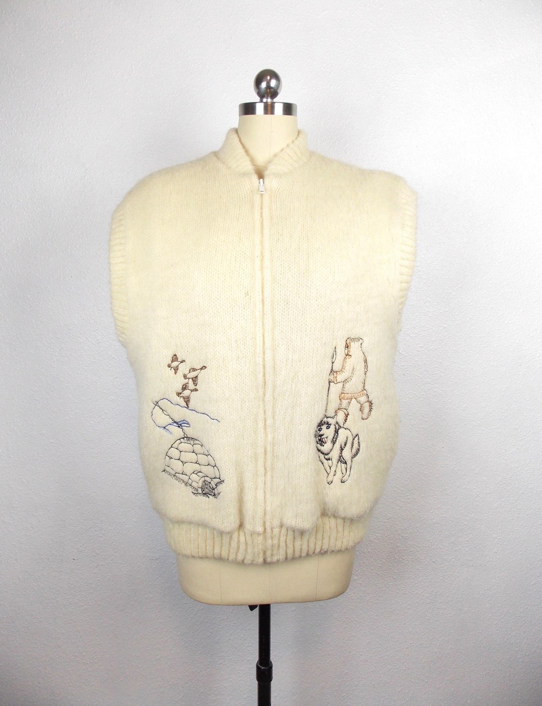 1980's Inuit Embroidered Design TUNDRA Wool Vest With Quilted Lining - Etsy