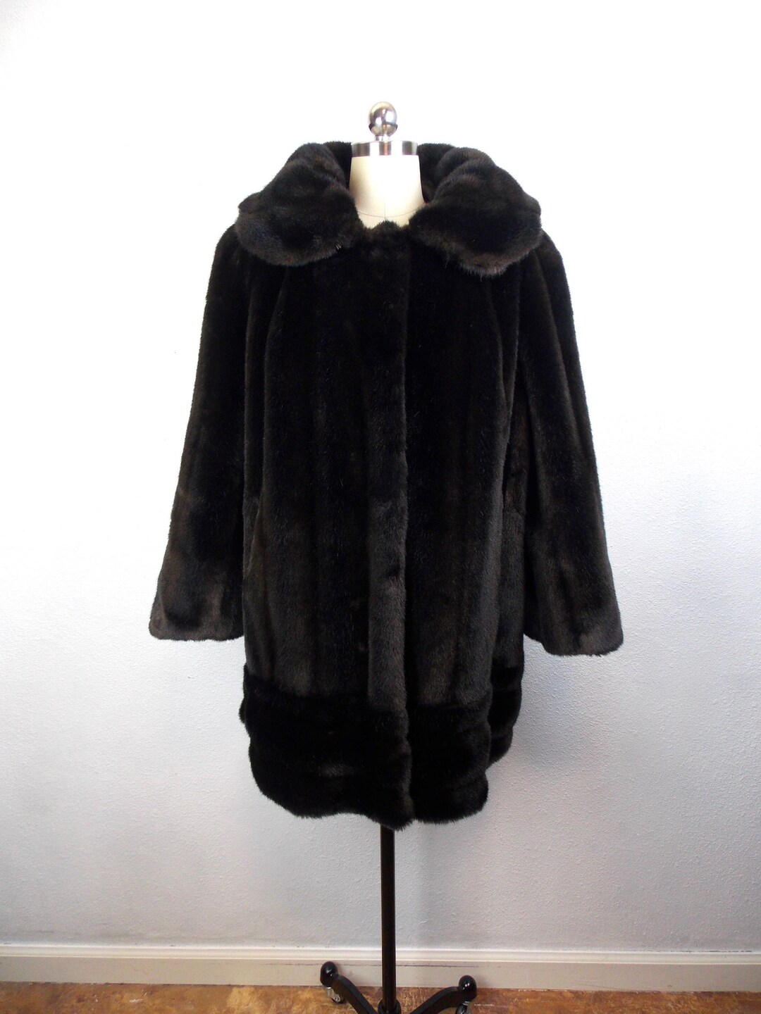 Dark Brown Faux Sable Fur Coat - Etsy