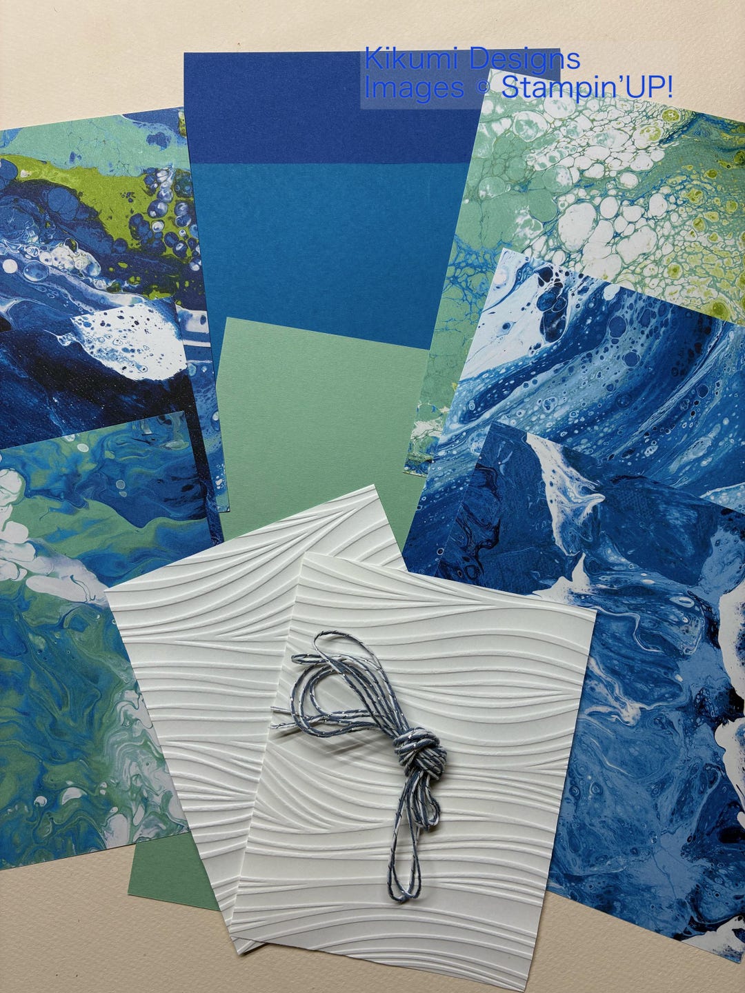 Waves of the Ocean DSP Card Making Kit: Marbled Paper, Twine, Dry ...