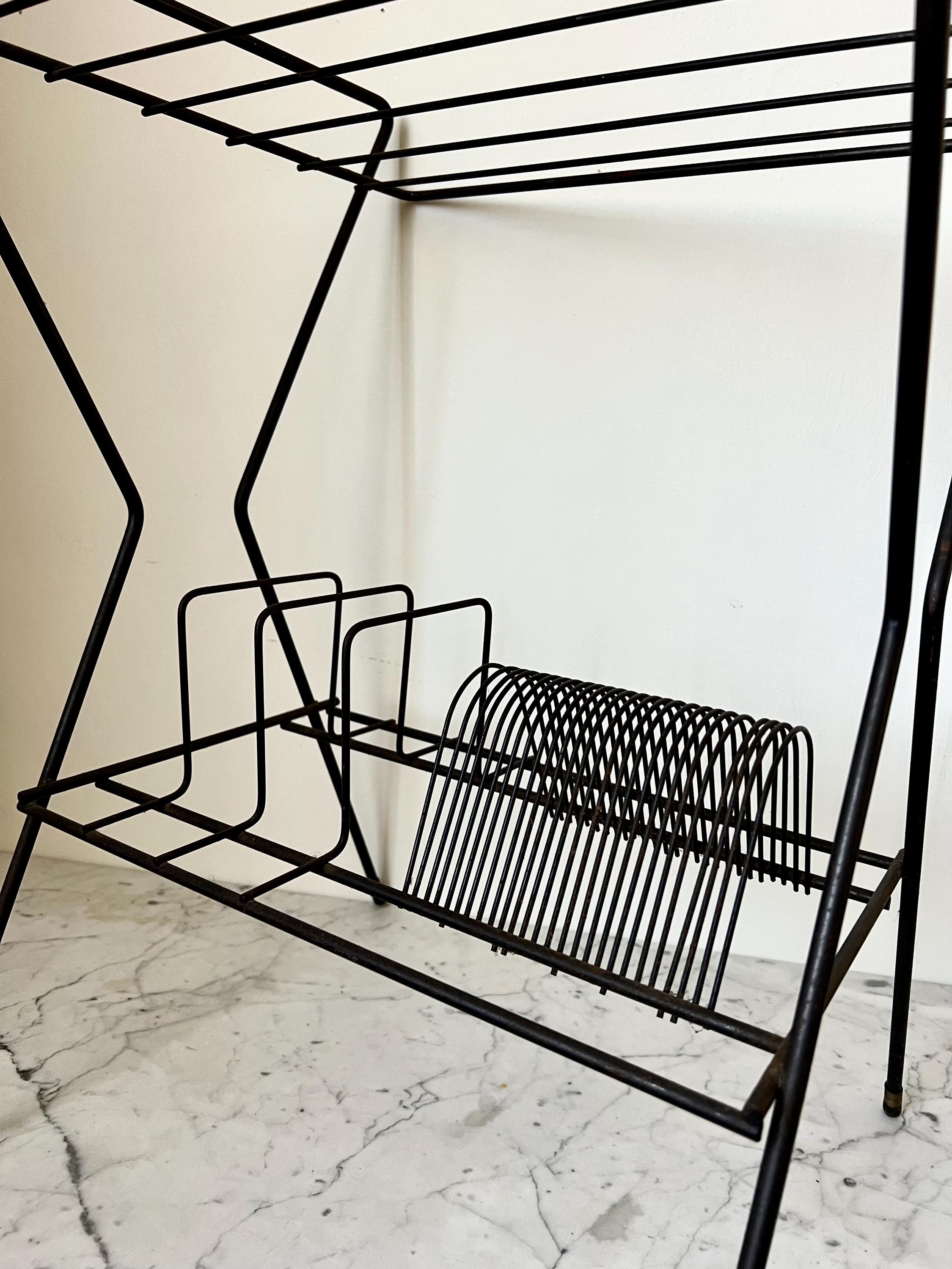 Midcentury Iron Vinyl Rack//vintage Magazine Rack - Etsy
