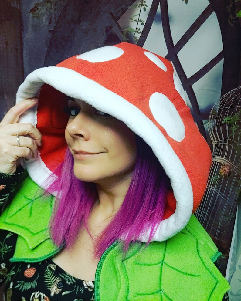 Red Mushroom Hood Cropped Vest Piranha Plant Cosplay - Etsy