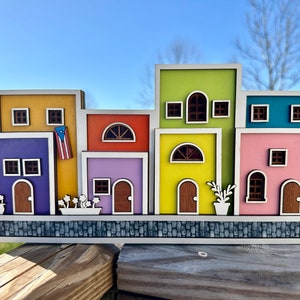 Viejo San Juan Houses Shelf Sitter, Puerto Rico Art Cobble Stone Street ...