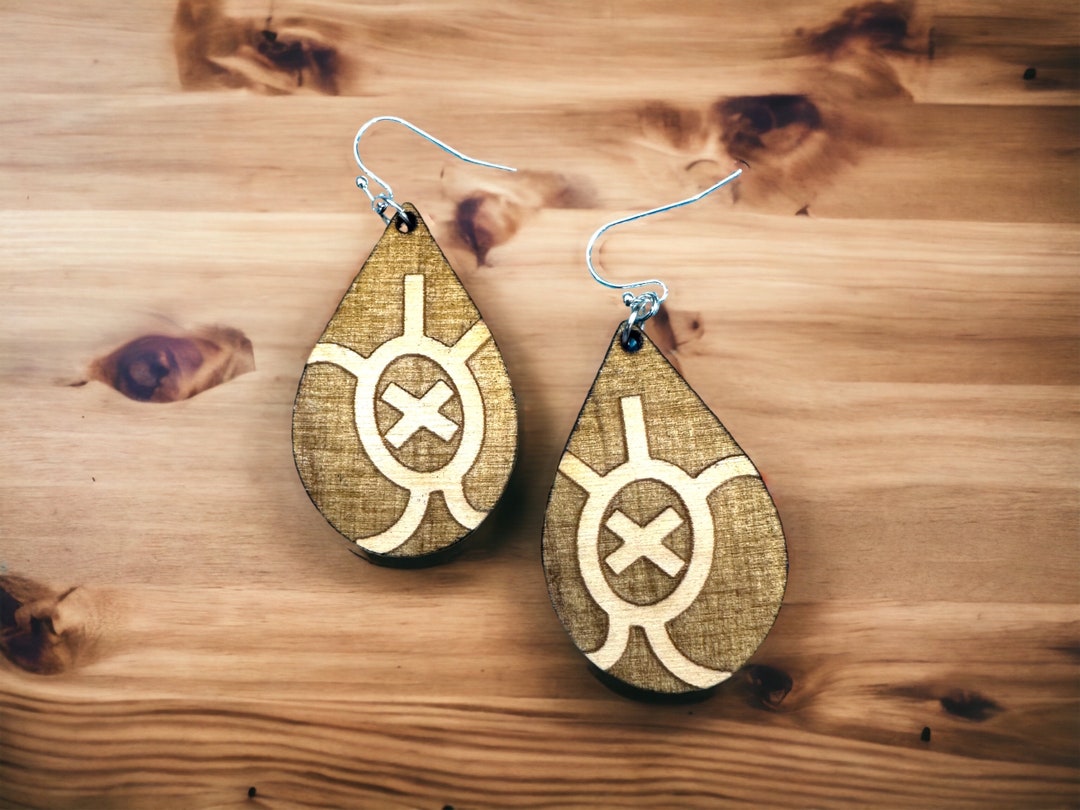 Taino Turtle Wood Engraved Earrings Dangle, Taino Symbol Jewelry ...