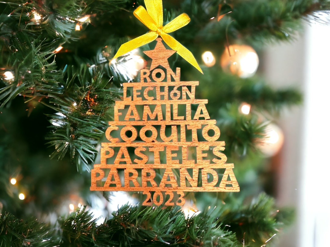 Ron coquito parranda adorno de árbol de Navidad de madera, adorno único ...