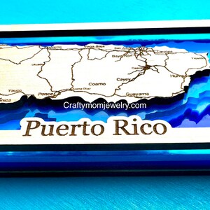 3D Puerto Rico Layers Topography Map: Ocean Art Desk Decor Shelf Sitter ...
