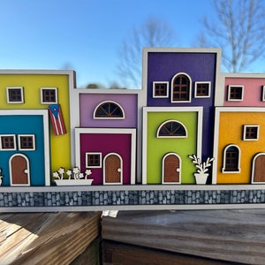 Viejo San Juan Houses Shelf Sitter, Puerto Rico Art Cobble Stone Street ...