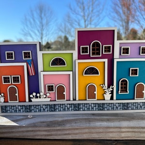 Viejo San Juan Houses Shelf Sitter, Puerto Rico Art Cobble Stone Street ...