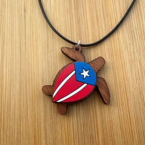 Sea Turtle Puerto Rican Flag Pendant, Hand Painted Puerto Rico Art ...