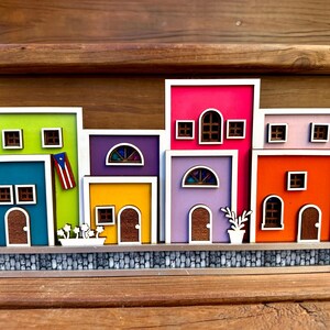 Viejo San Juan Houses Shelf Sitter, Puerto Rico Art Cobble Stone Street ...
