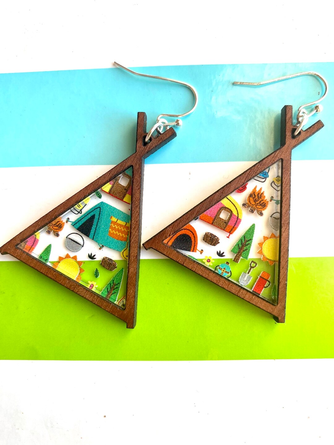 Camping Earrings, Outdoorsy Engagement Gift,happy Camper Birthday for ...